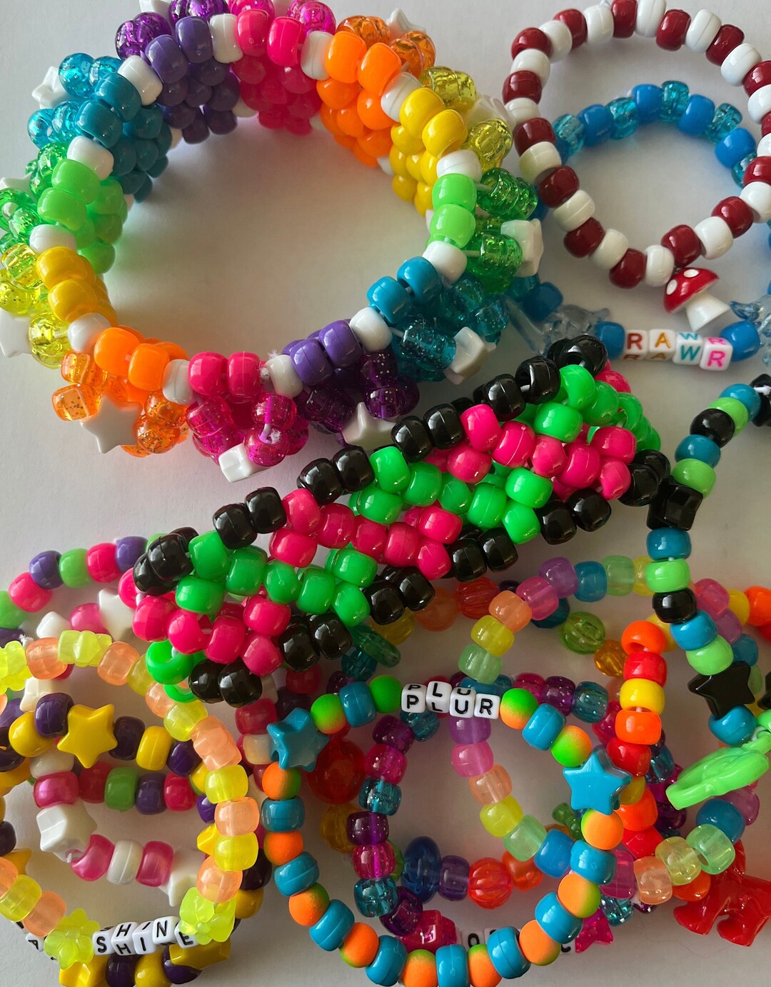 Kandi Bracelet Starter Pack. Assorted Styles and Colors, Kandi Singles ...