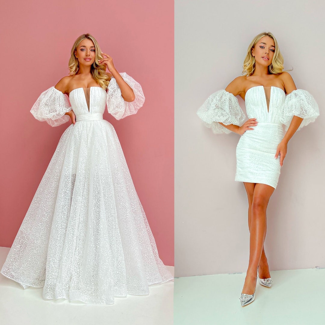 2 in 1 Puffy Wedding Dress and Mini Wedding Dress. Brilliant Wedding ...