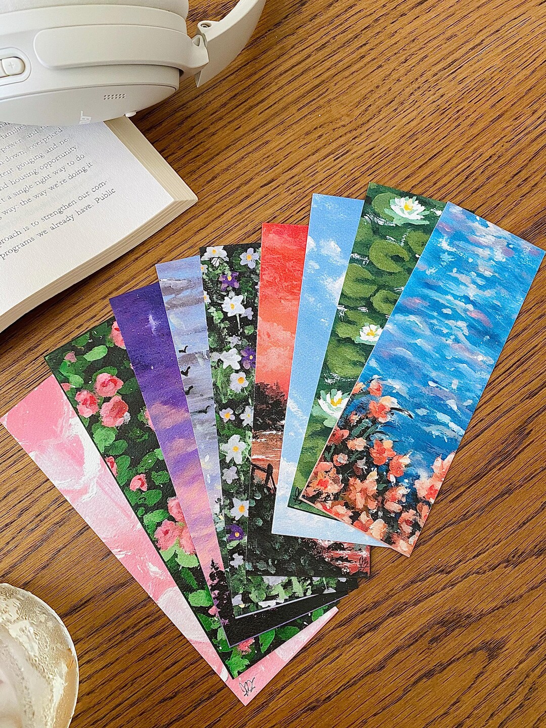 Acrylic Paint Bookmarks ONE SIDED - 9 Designs of Floral and Nature ...