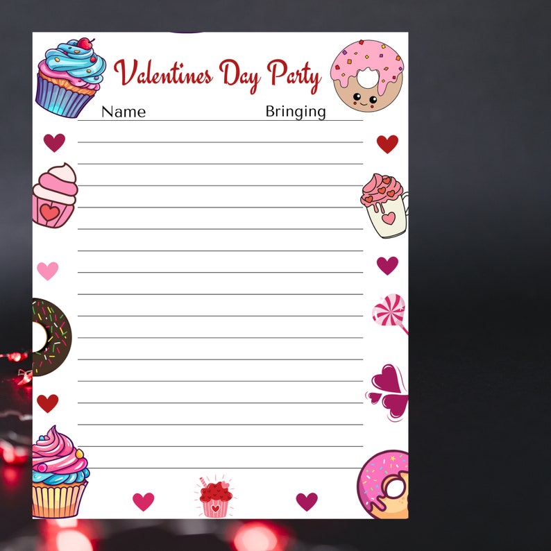 Editable Valentines Day Potluck Sign up Sheet, Valentines Day Party ...