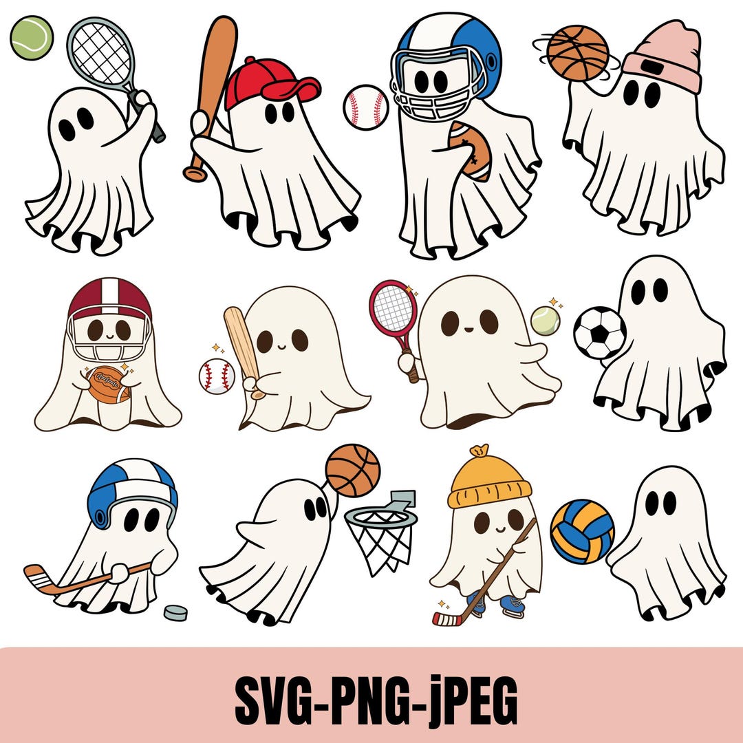 Cute Ghost Playing Football Fall Png Bundle Halloween Ghost Shirt ...