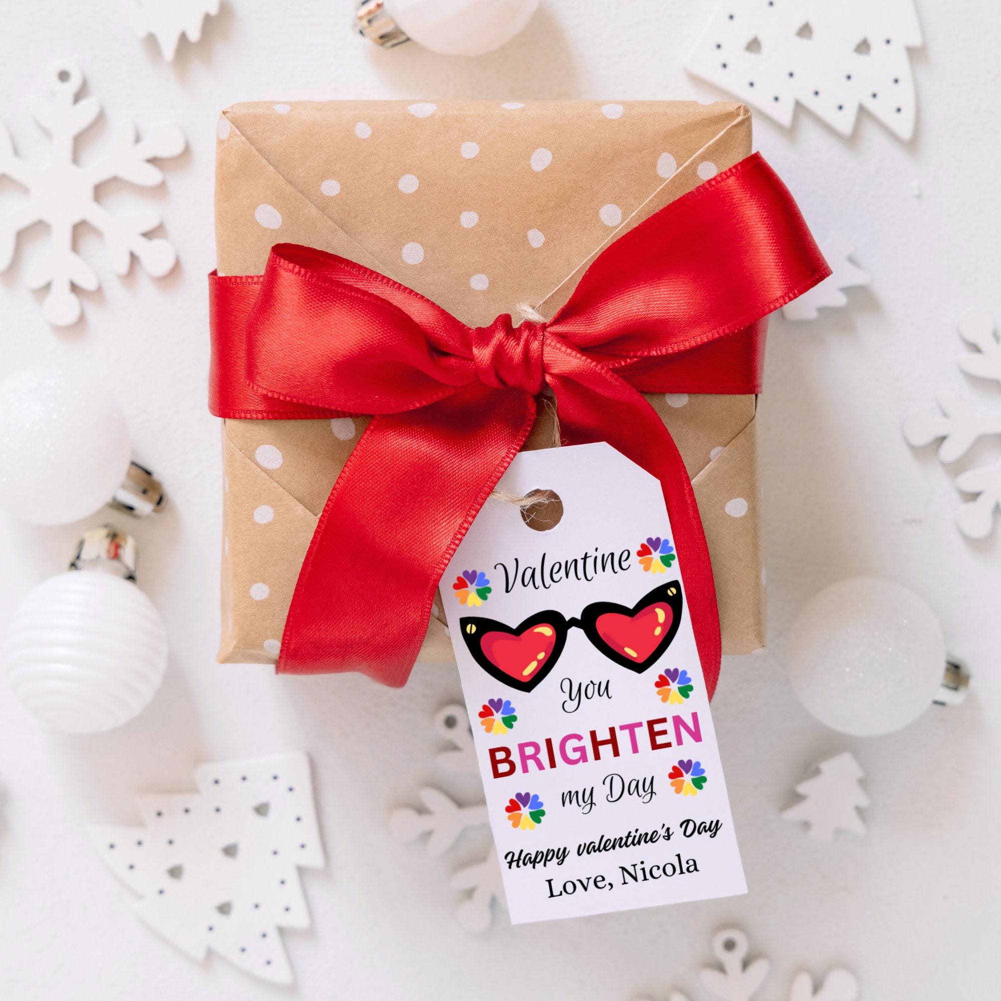 EDITABLE Heart Sunglasses Valentine's Day Tag, You Brighten My Day Gift ...