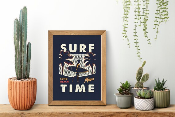 Digital Prints Art & Collectibles Great for office RETRO Long Beach ...