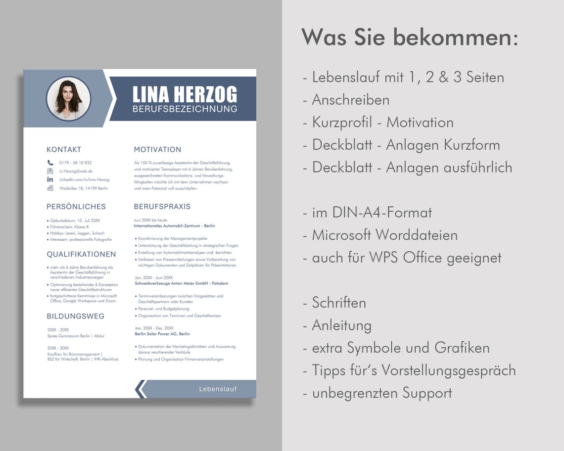 CV Examples German Cover Letter Samples Motivation Letter - Etsy