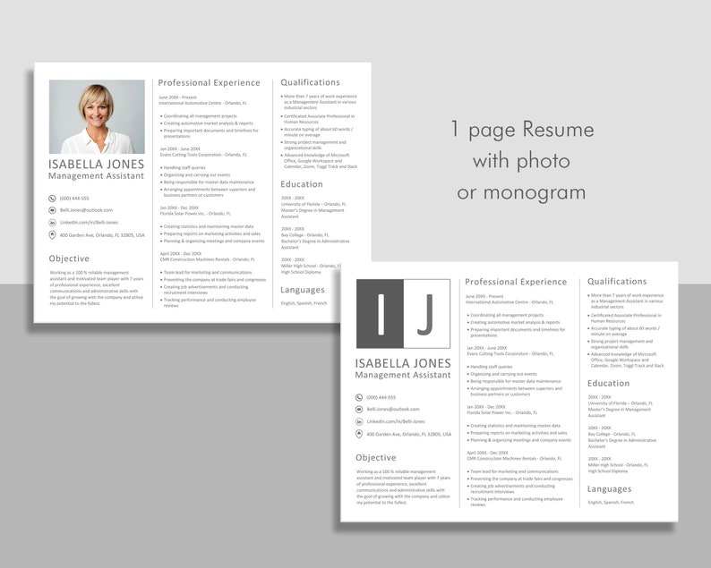 Horizontal Resume USA Widescreen | Word + Open Office + Pages | With ...
