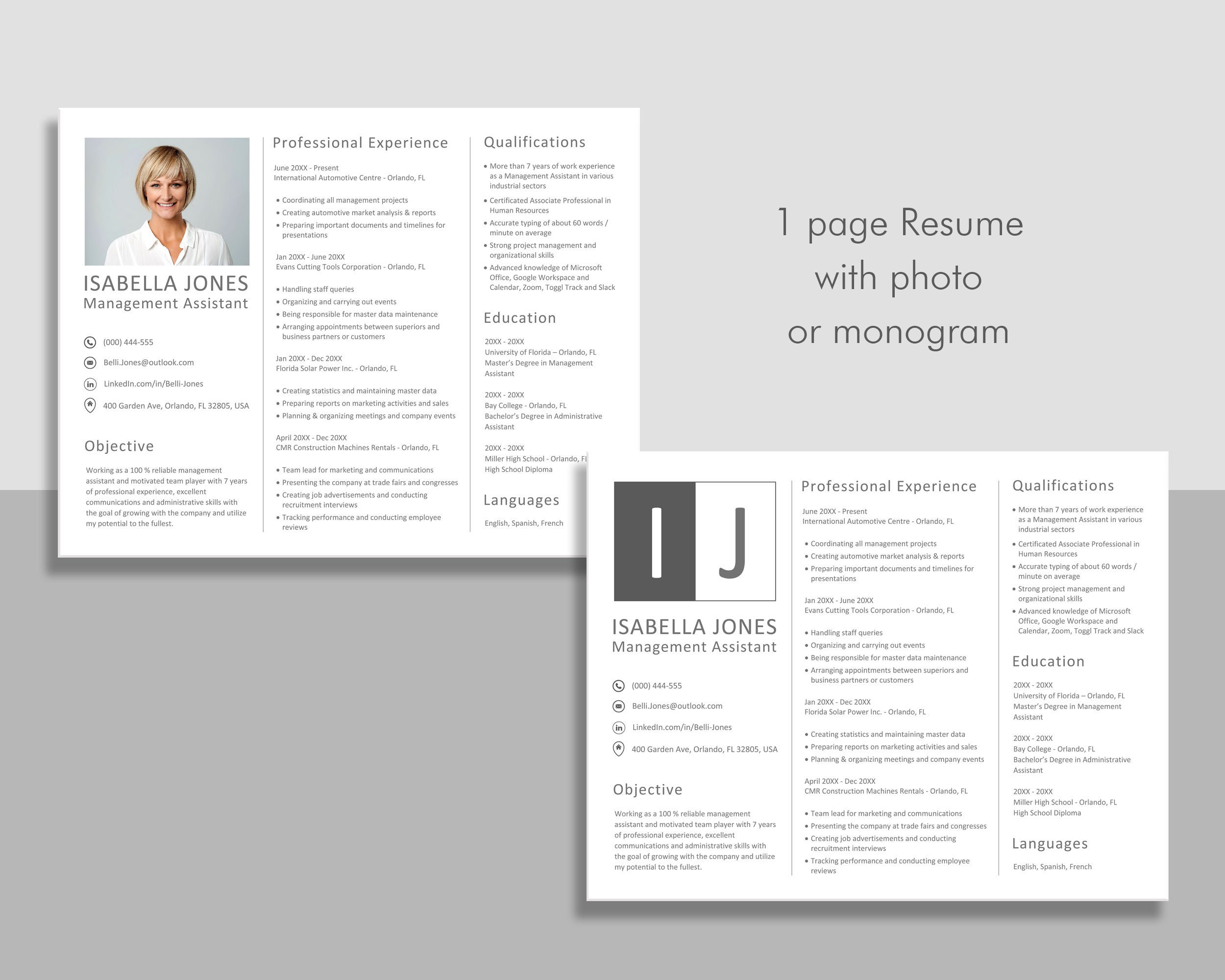 Horizontal Resume USA Widescreen | Word + Open Office + Pages | With ...