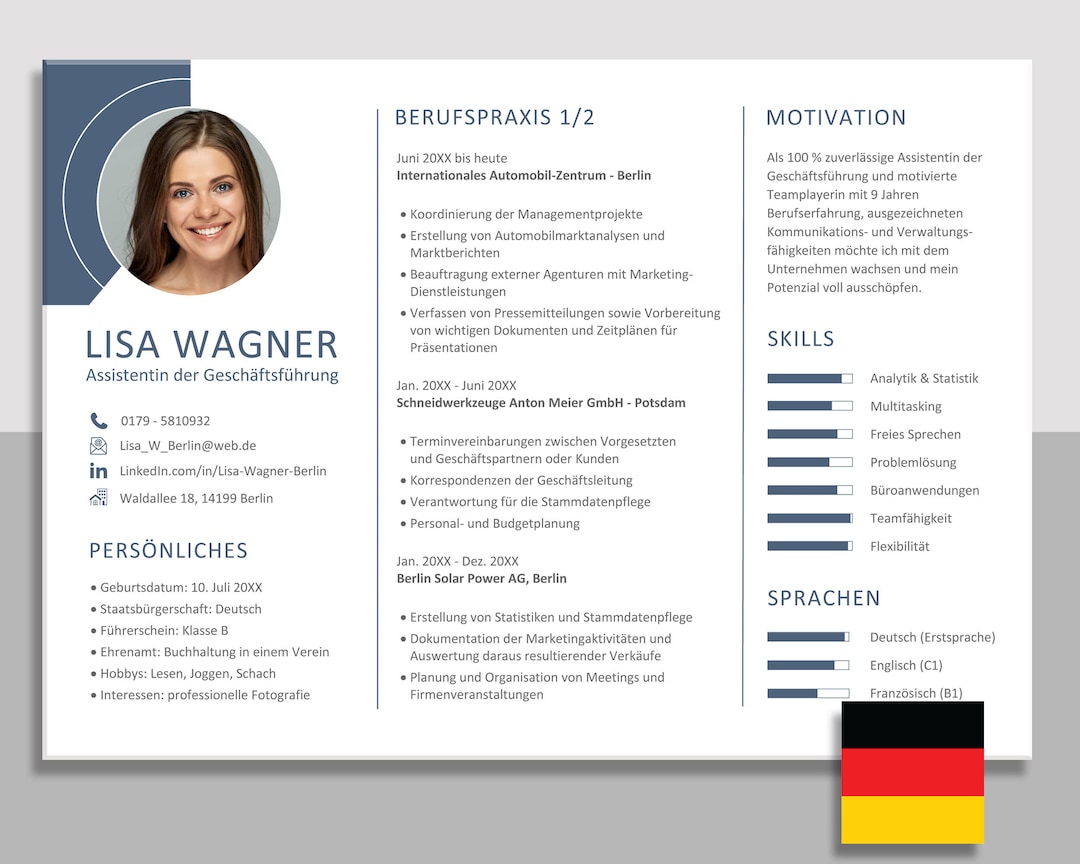 Resume Templates Landscape Cover Letter CV Horizontal - Etsy