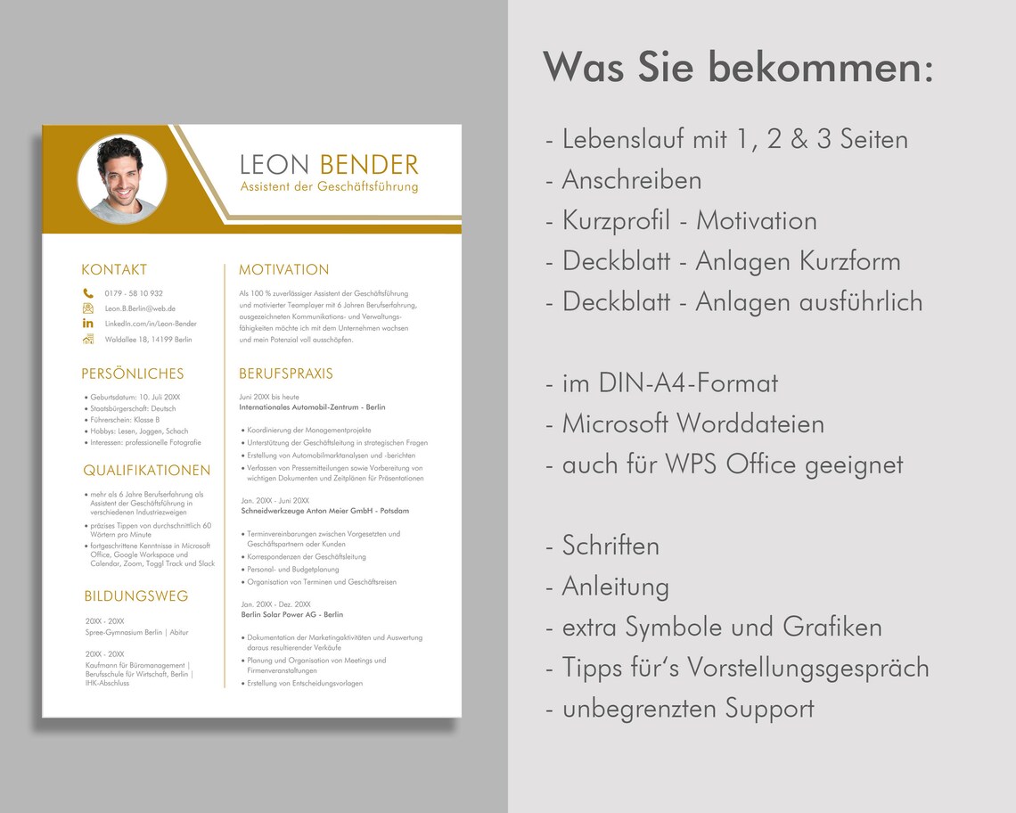 CV Examples Cover Letter Samples Motivation Letter Template Word WPS ...