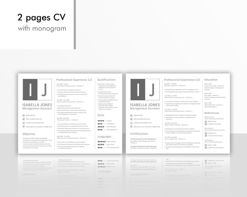 Horizontal Resume USA Widescreen | Word + Open Office + Pages | With ...