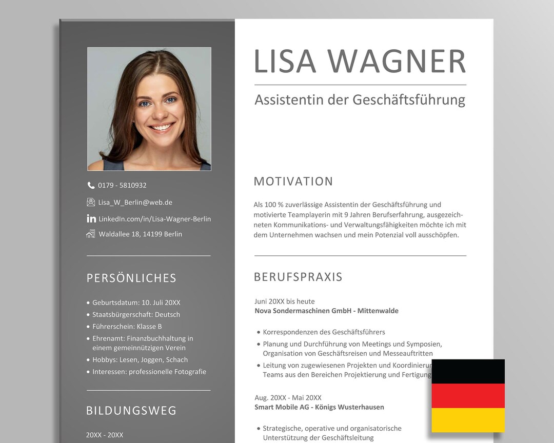 2 Pages Resume German Cover Letter Templates Cover Page A4 Word ...