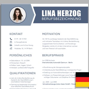 CV Examples German Cover Letter Samples Motivation Letter - Etsy
