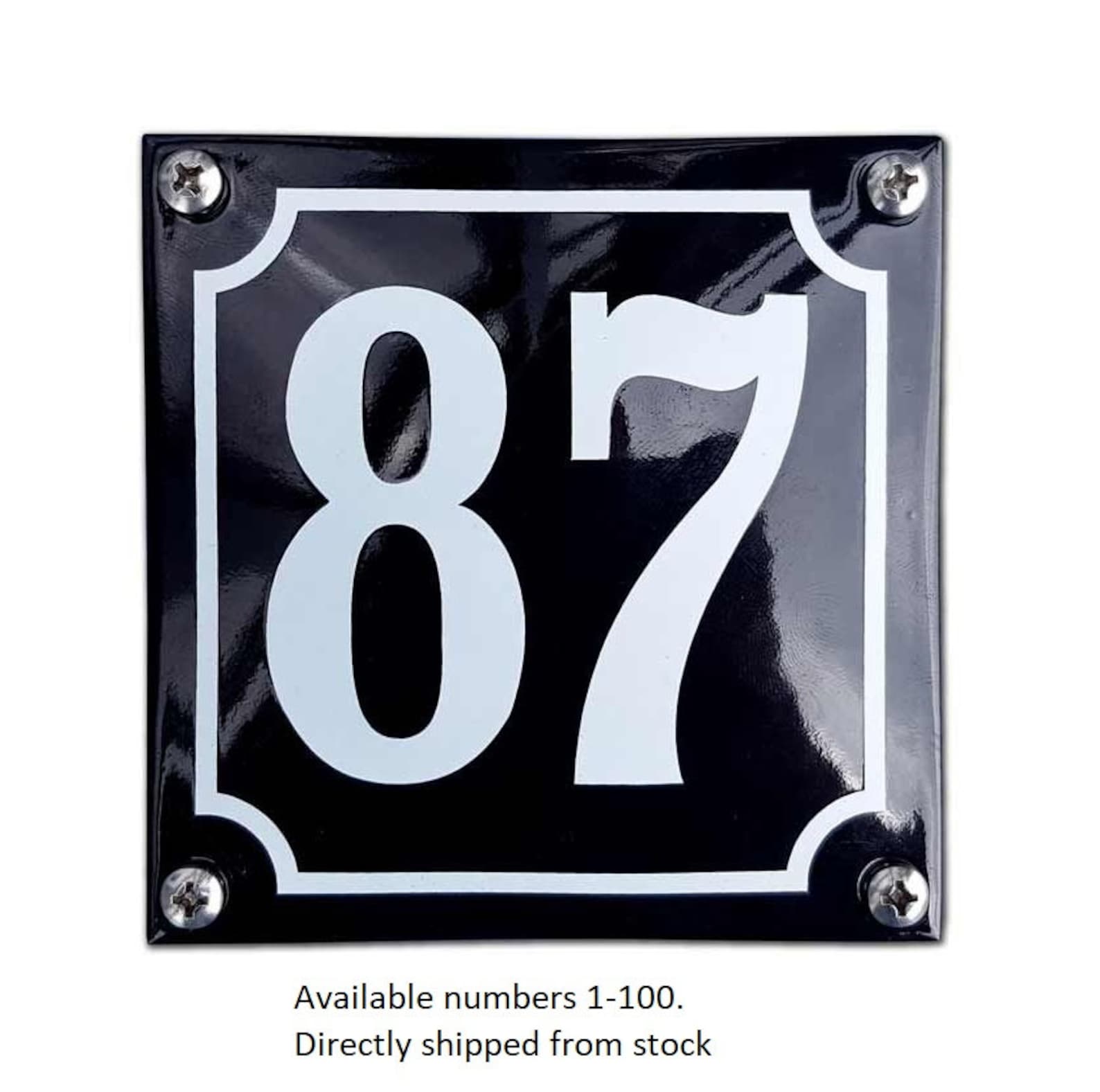 Enamel House Number Black and White 10x10cm. Directly From Stock HZZ ...