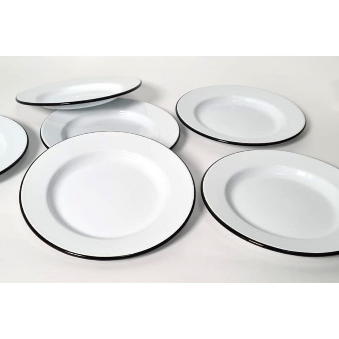 Enamel Dish Plates Set of 5 Pcs. Ø 21cm. Perfect for Breakfast or ...