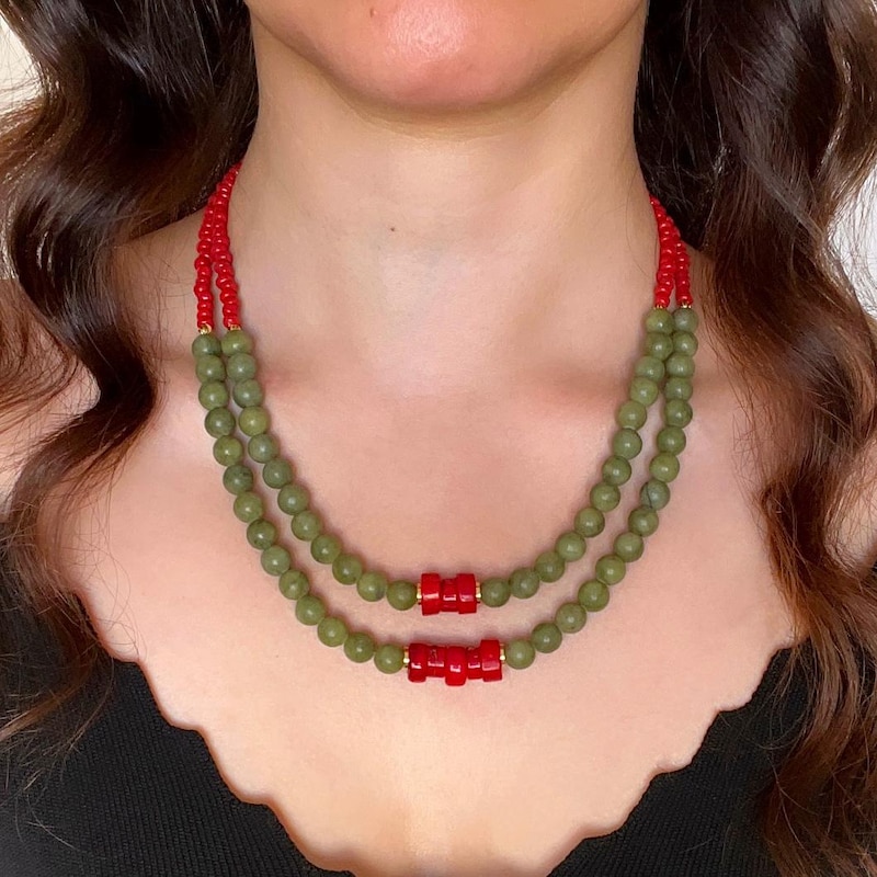 Red Coral Jade Beads - Etsy UK