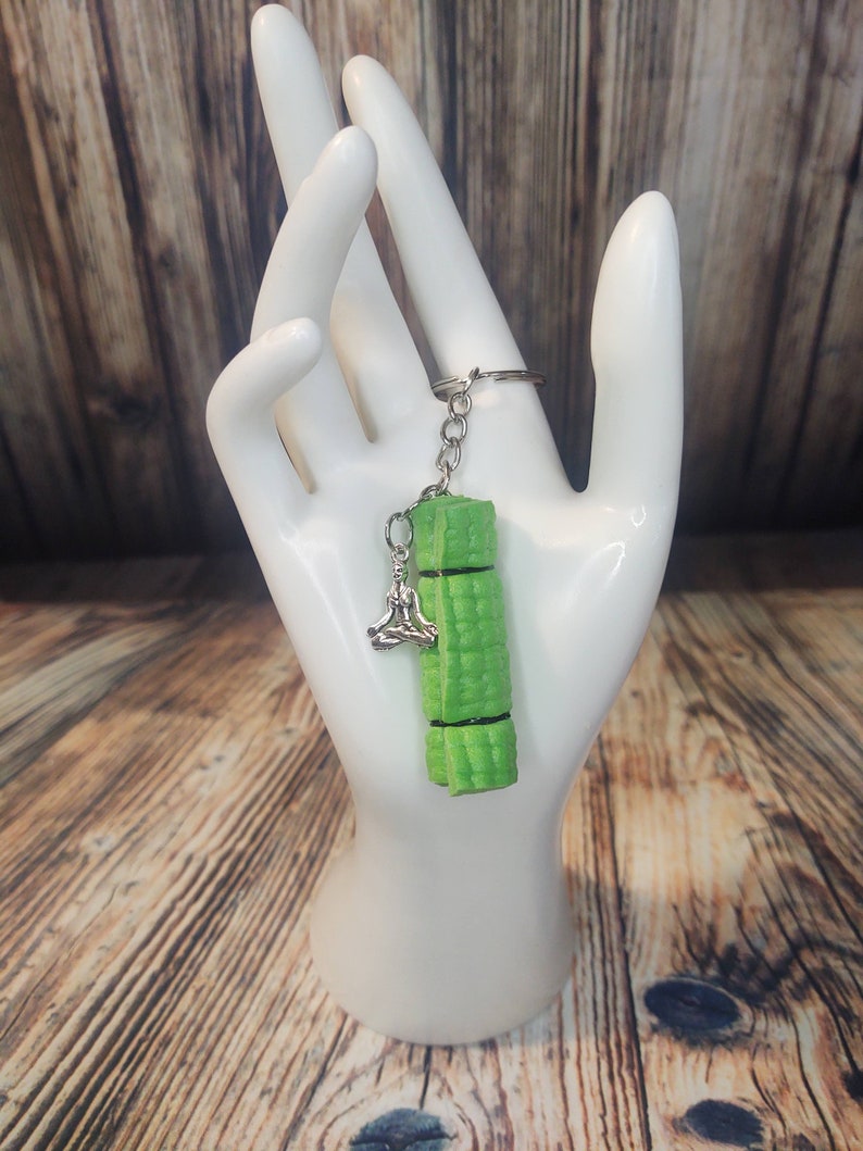 Yoga Mat Keychain - Multiple Charm Options - Etsy