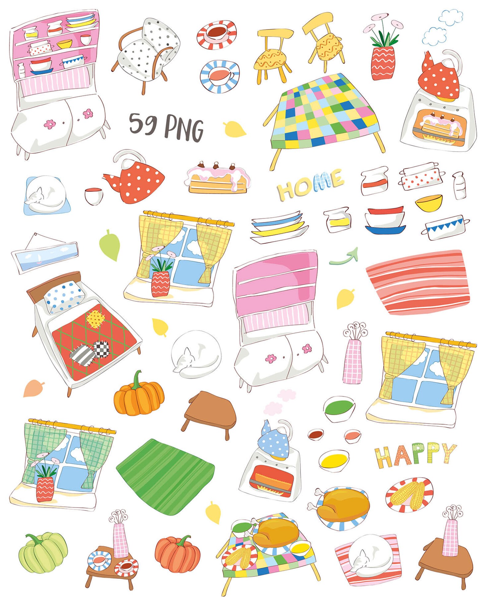 Cozy Home Clipart. 59 Interior Clipart. Furniture and Decor - Etsy