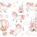 Cute Unicorn Watercolor Clipart. Magic Unicorn Graphics. Castle, Hot ...