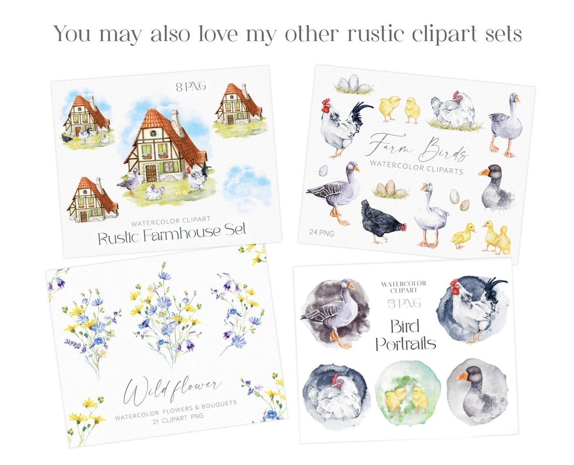 Farm Animals Clipart. Watercolor Farm Animals. Horse, Cow, Sheep ...