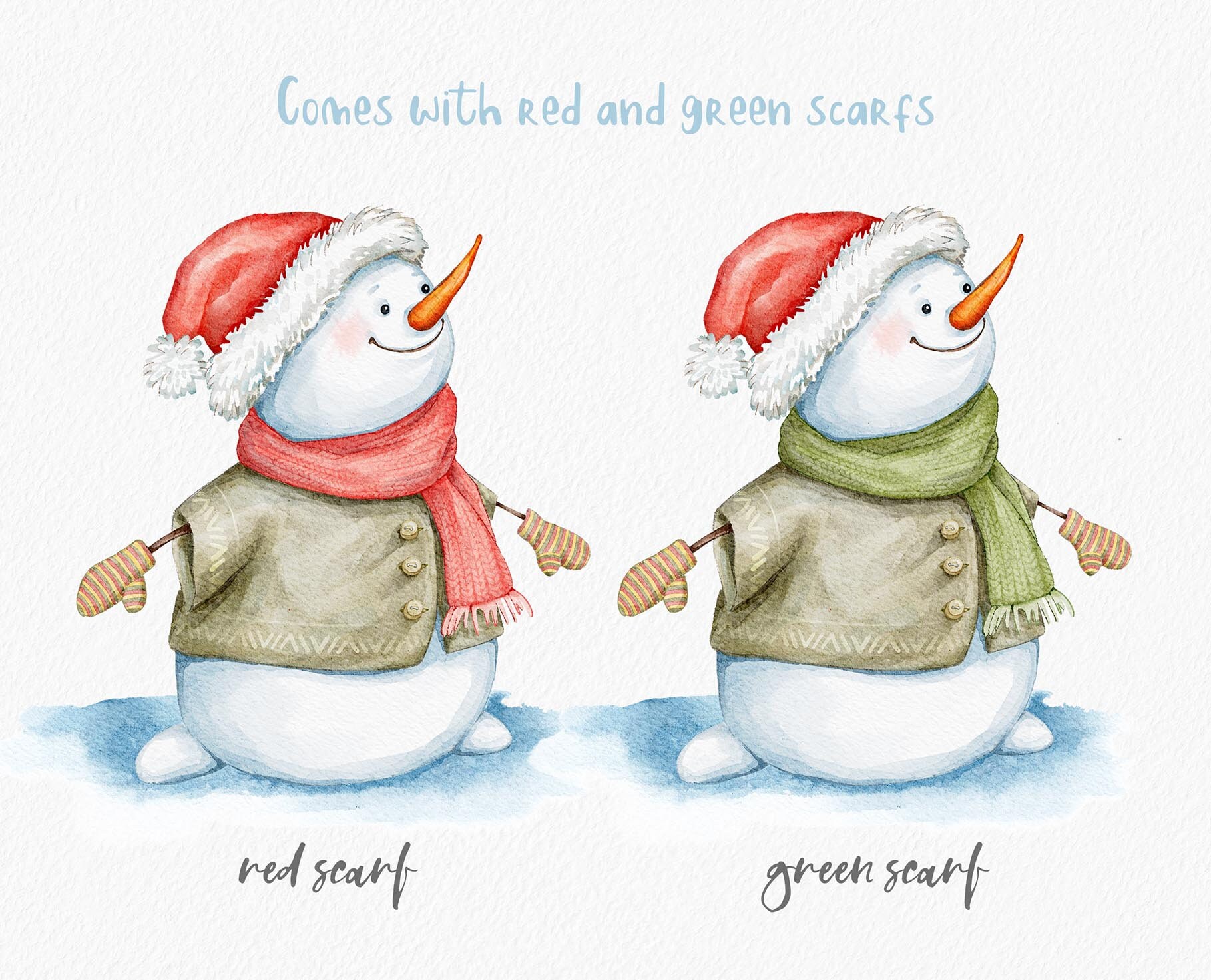 Watercolor Snowman Clipart Christmas Clipart Xmas Winter Illustrations ...
