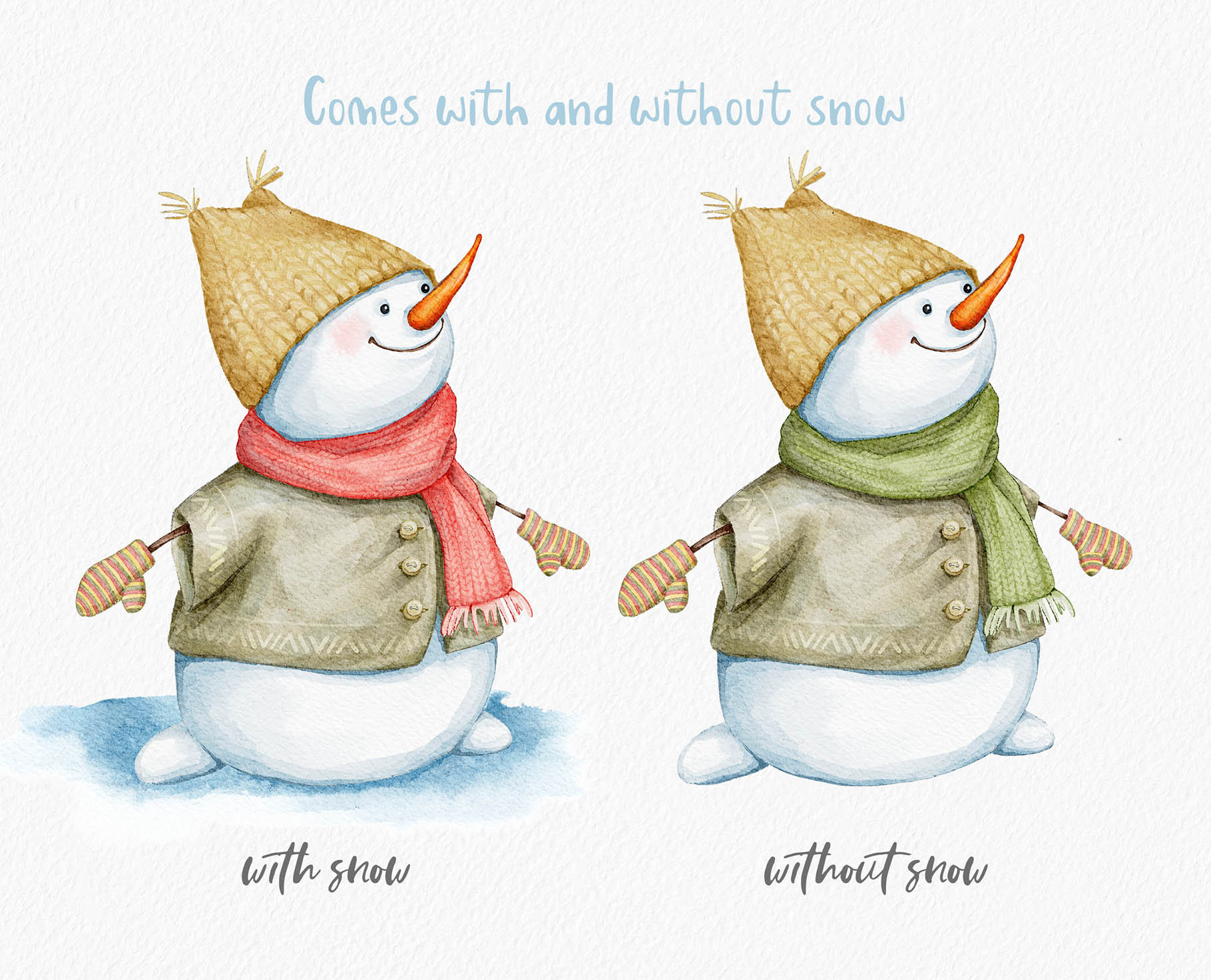 Watercolor Snowman Clipart Christmas Clipart Xmas Winter - Etsy