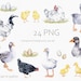 Farm Birds Clipart. Watercolor Farm Animals. Goose Clipart. Duck ...