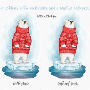 Polar Bear Clipart. Watercolor Polar Bear in a Christmas Sweater ...