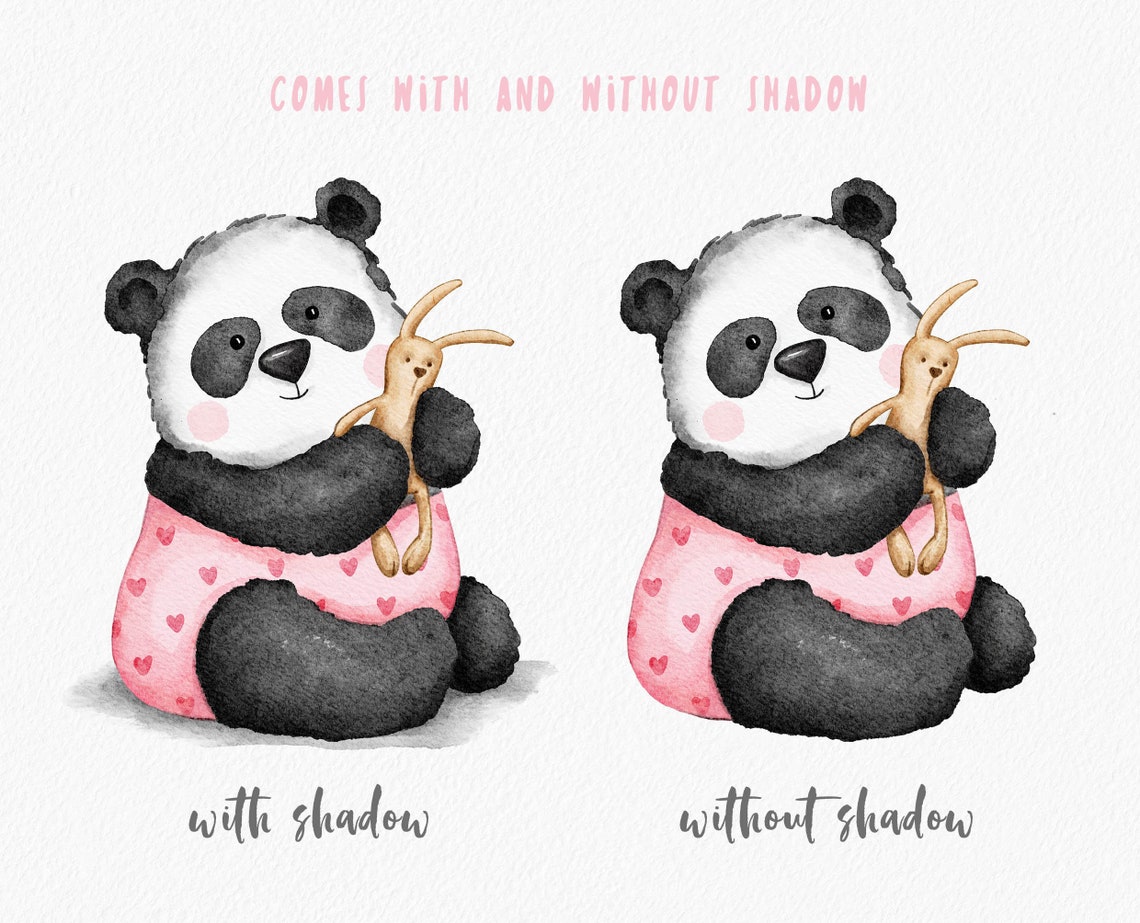 Panda Clipart. Cute Baby Panda Clip Art. Watercolor Panda. - Etsy