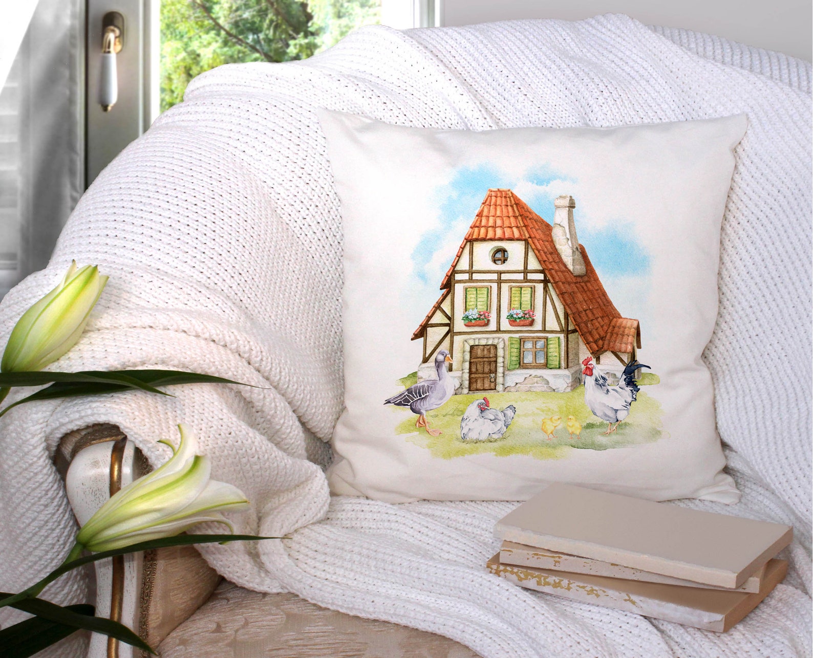 Watercolor Rustic Farmhouse Clipart. Cozy Farm House. Farm - Etsy