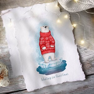 Polar Bear Clipart. Watercolor Polar Bear in a Christmas Sweater ...