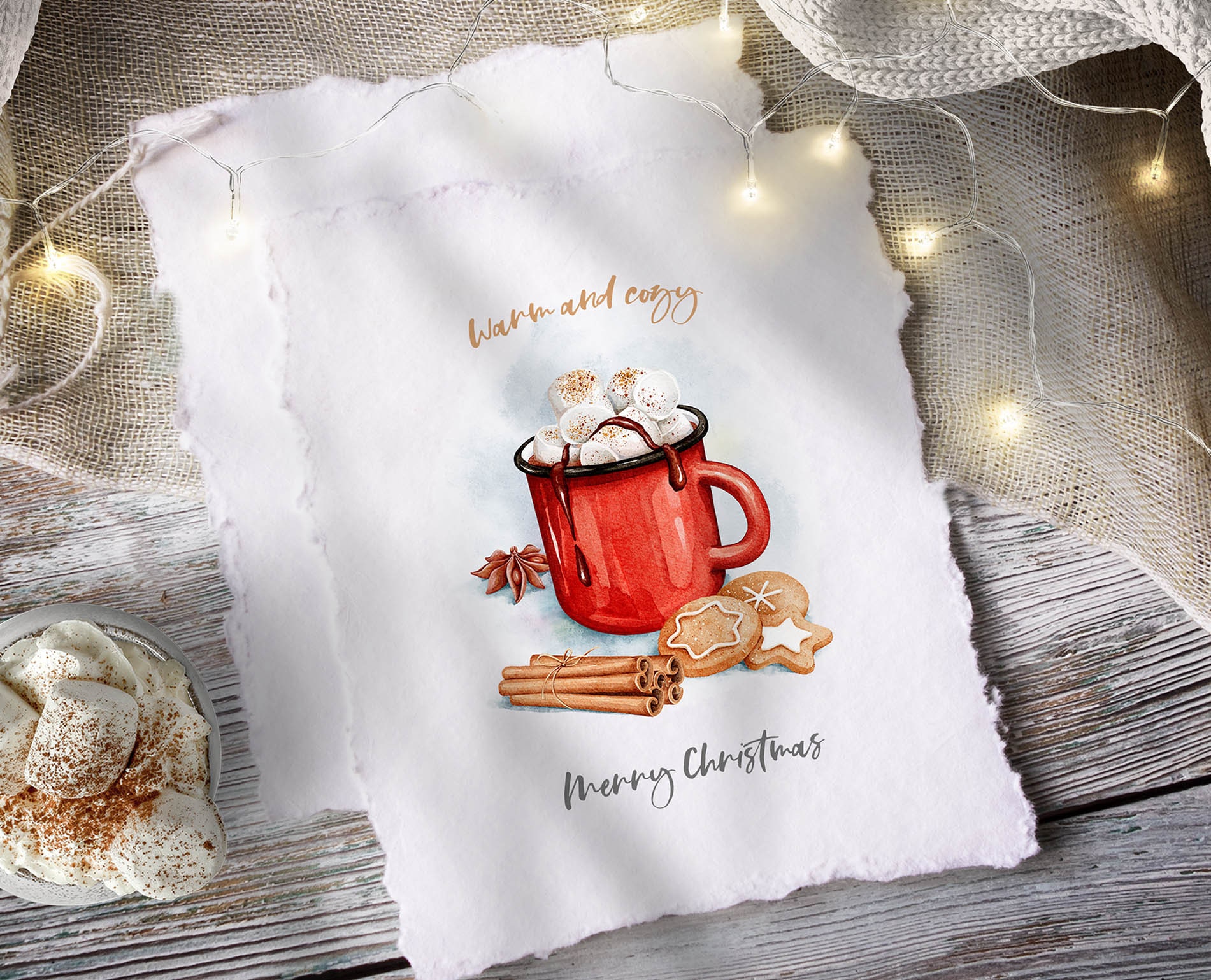Hot Chocolate Red Mug Clipart. Watercolor Christmas Clipart. - Etsy