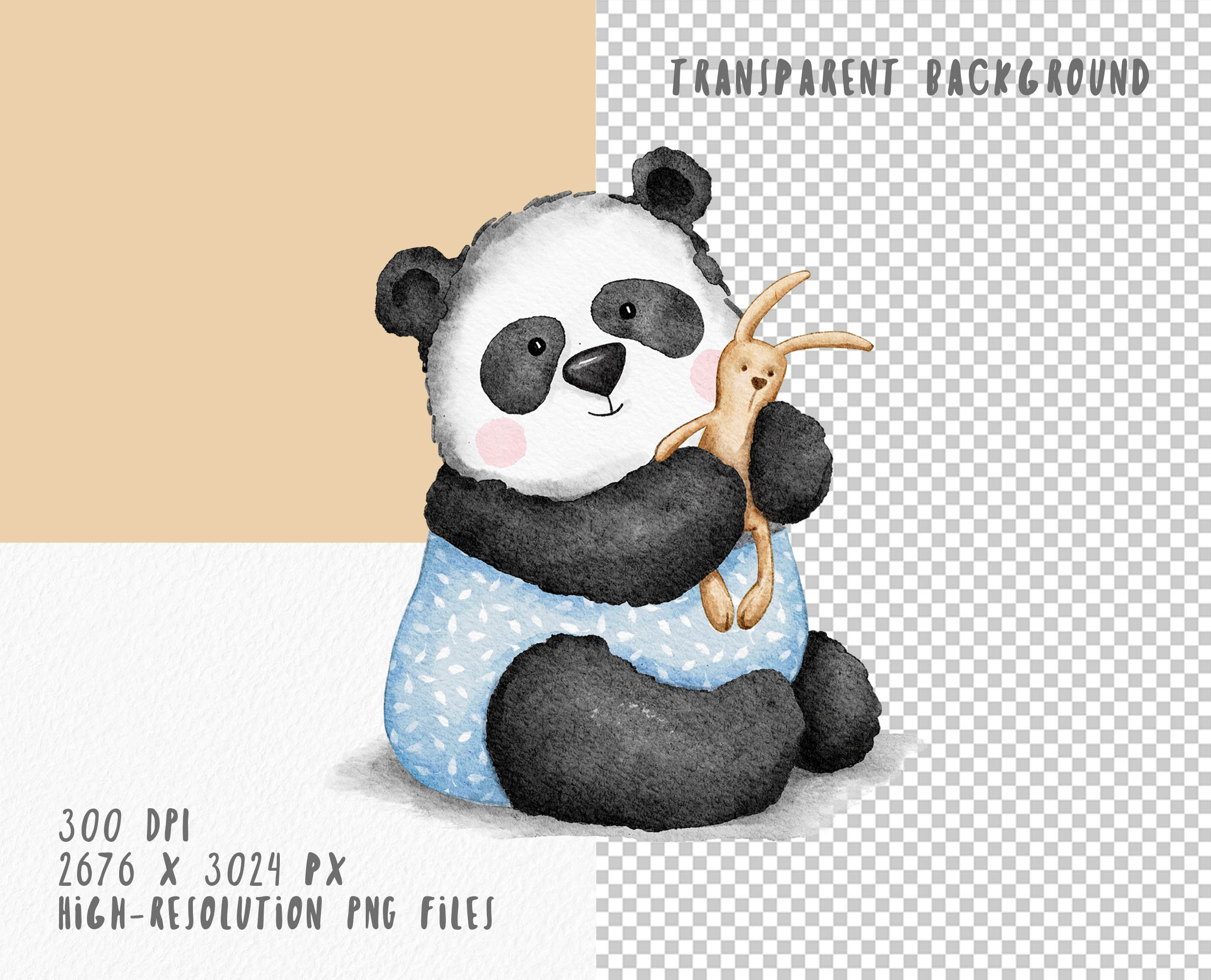Panda Clipart. Cute Baby Boy Nursery. Panda Illustration. - Etsy