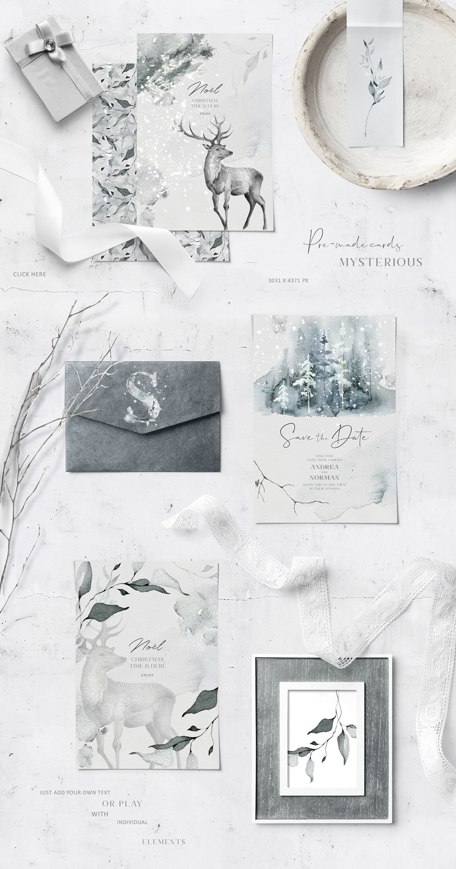 Christmas Clipart Collection. Christmas Graphics, Poinsettia, Deers ...