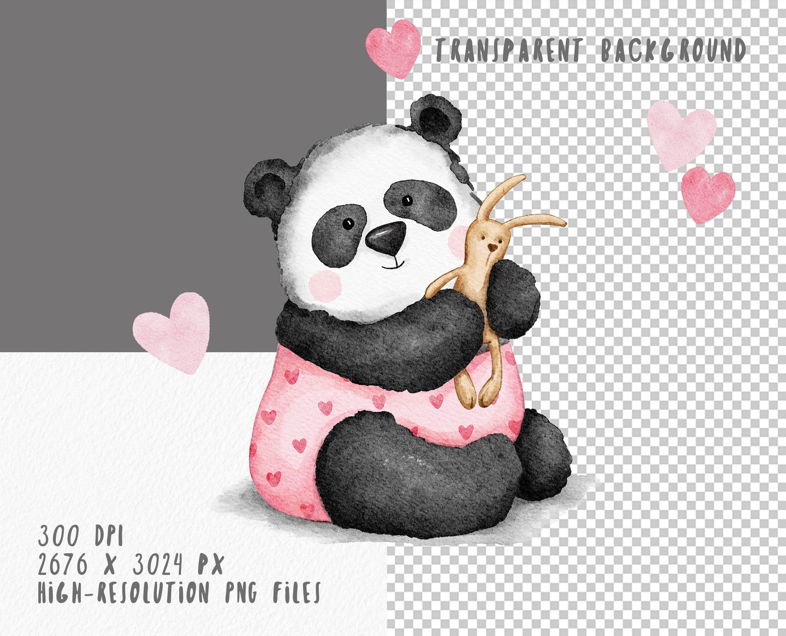 Panda Clipart. Cute Baby Panda Clip Art. Watercolor Panda. Animal Baby ...