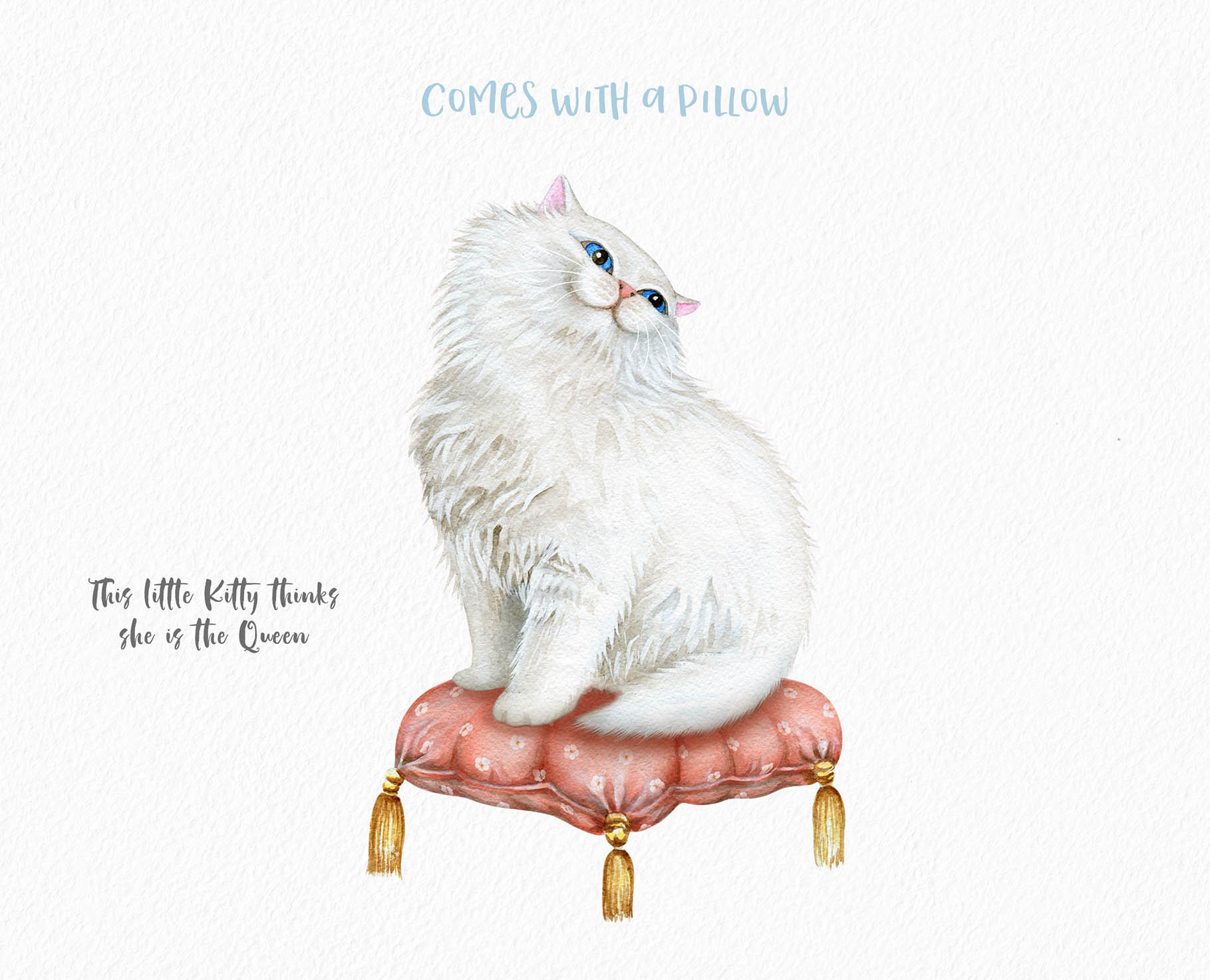 Kitty Cat Clipart Watercolor Cute Kitten White Cat - Etsy