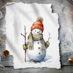 Watercolor Snowman Clipart. Christmas Clipart. Xmas Winter Illustration ...