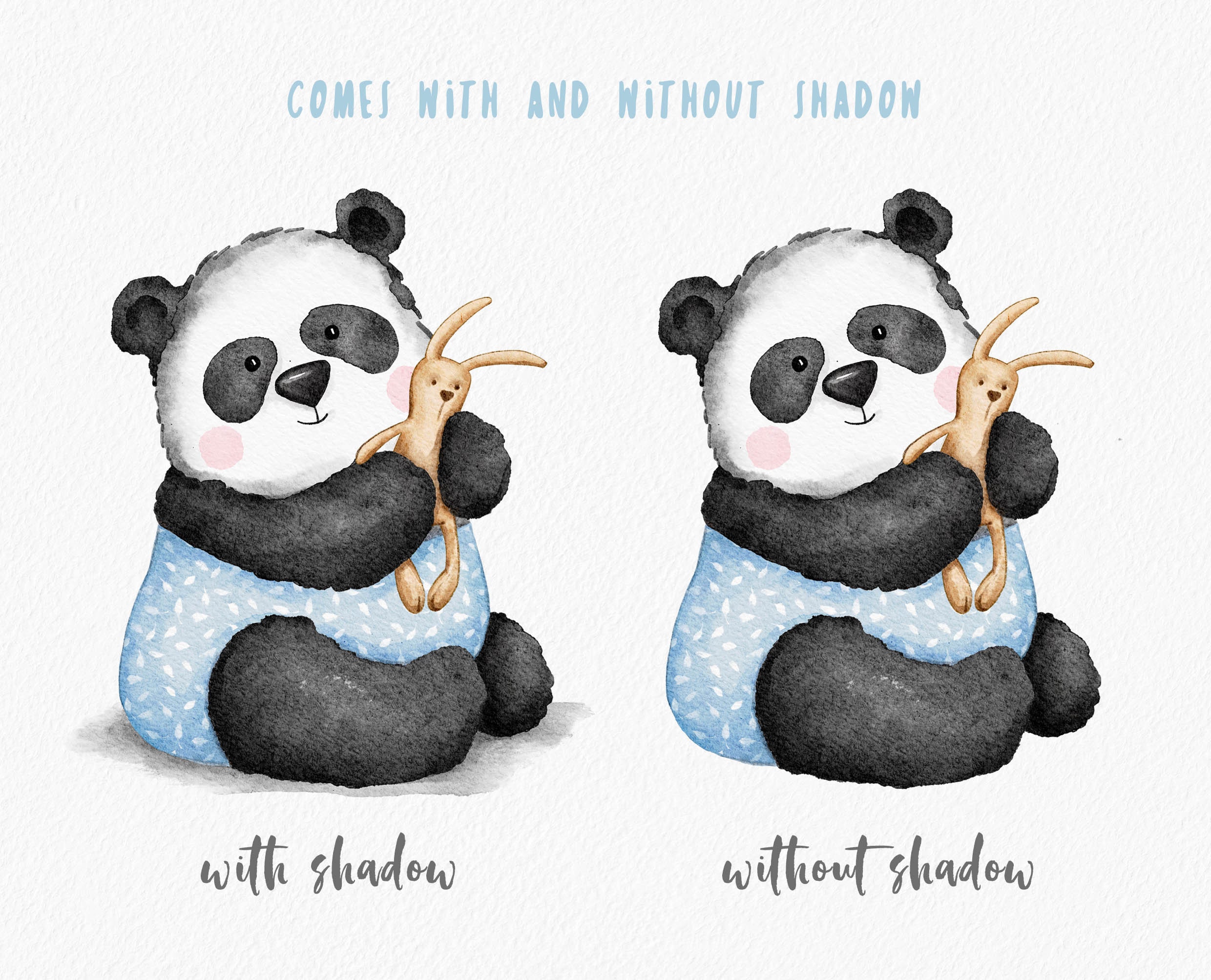 Panda Clipart. Cute Baby Boy Nursery. Panda Illustration. Watercolor ...