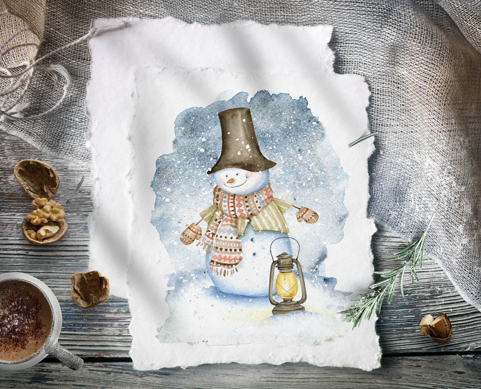 Watercolor Snowman Clipart Christmas Clipart Xmas Winter - Etsy