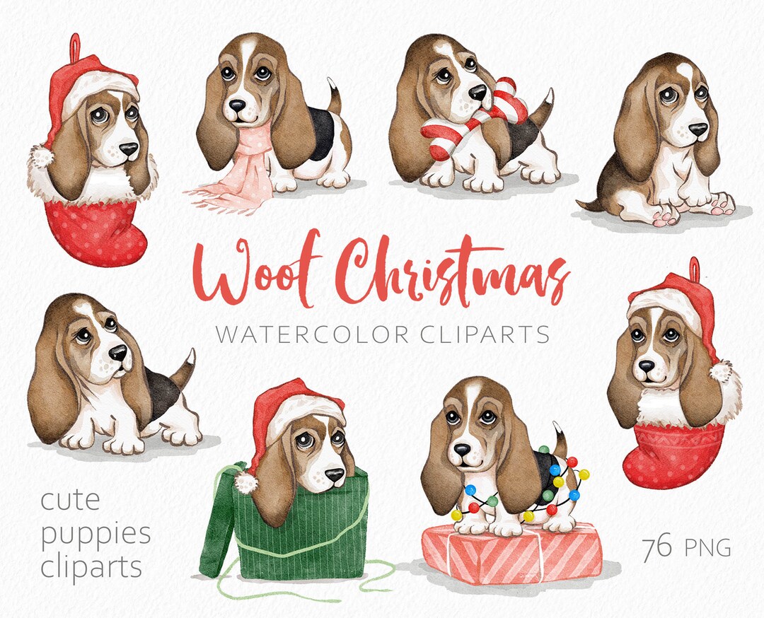 Puppy Clipart Dog Clipart Watercolor Bassett Puppy Cute Puppies ...
