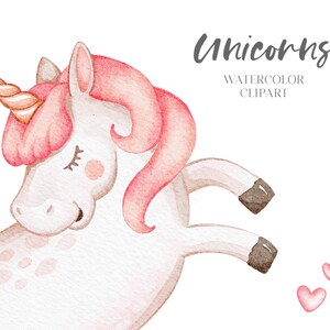 Cute Unicorn Watercolor Clipart. Watercolor Valentine's Day Clipart ...