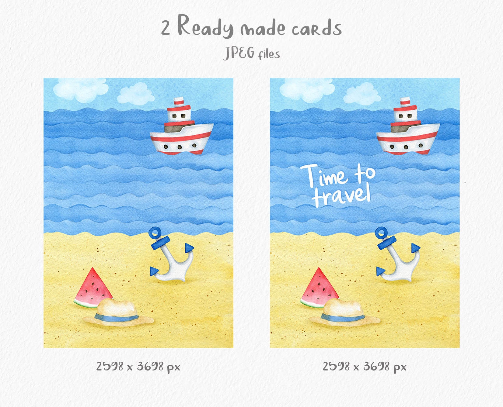 Nautical Clipart. Summer Watercolor Beach Clipart. Seascape. - Etsy