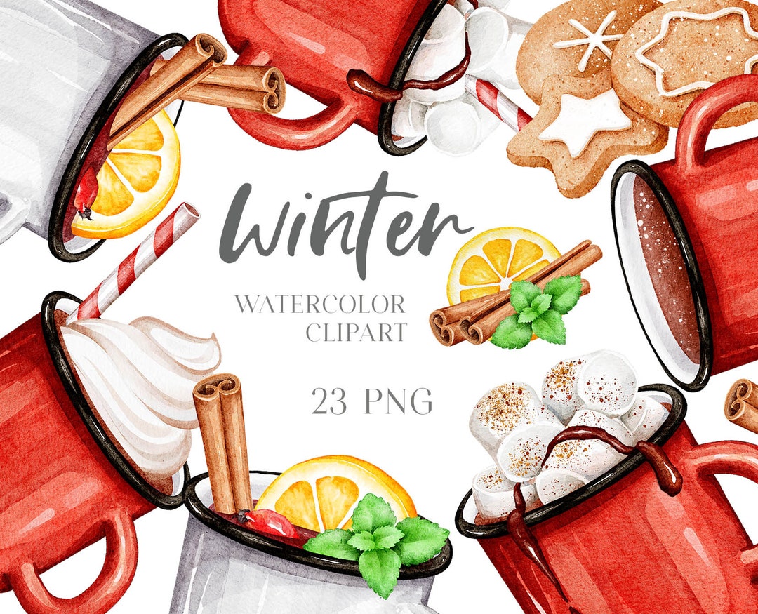Christmas Clipart. Christmas Mugs Clipart. Winter Drink and Food ...