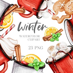 Christmas Clipart. Christmas Mugs Clipart. Winter Drink and Food ...