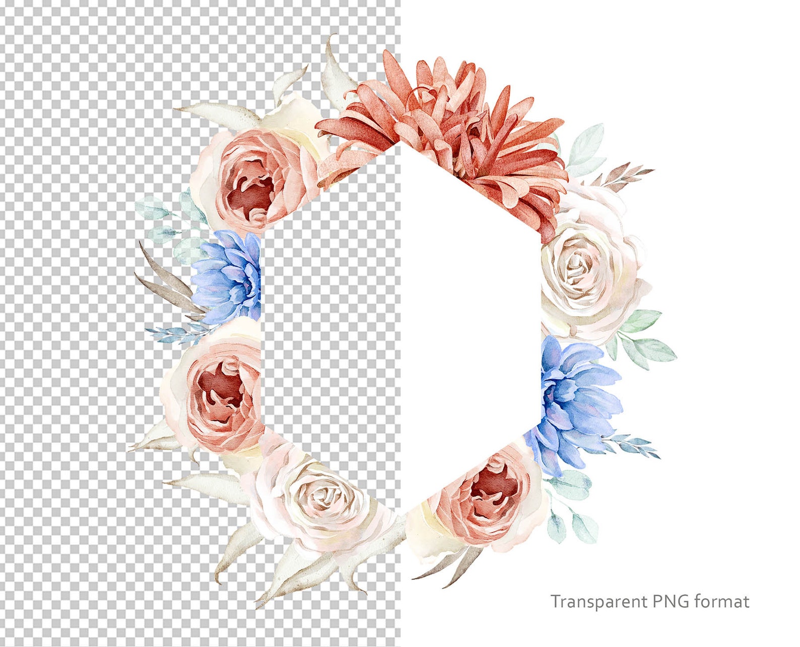 Floral Frame Clipart Watercolor Flowers Frame Pale Pink Rose | Etsy