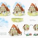Watercolor Rustic Farmhouse Clipart. Cozy Farm House. Farm Cottage ...