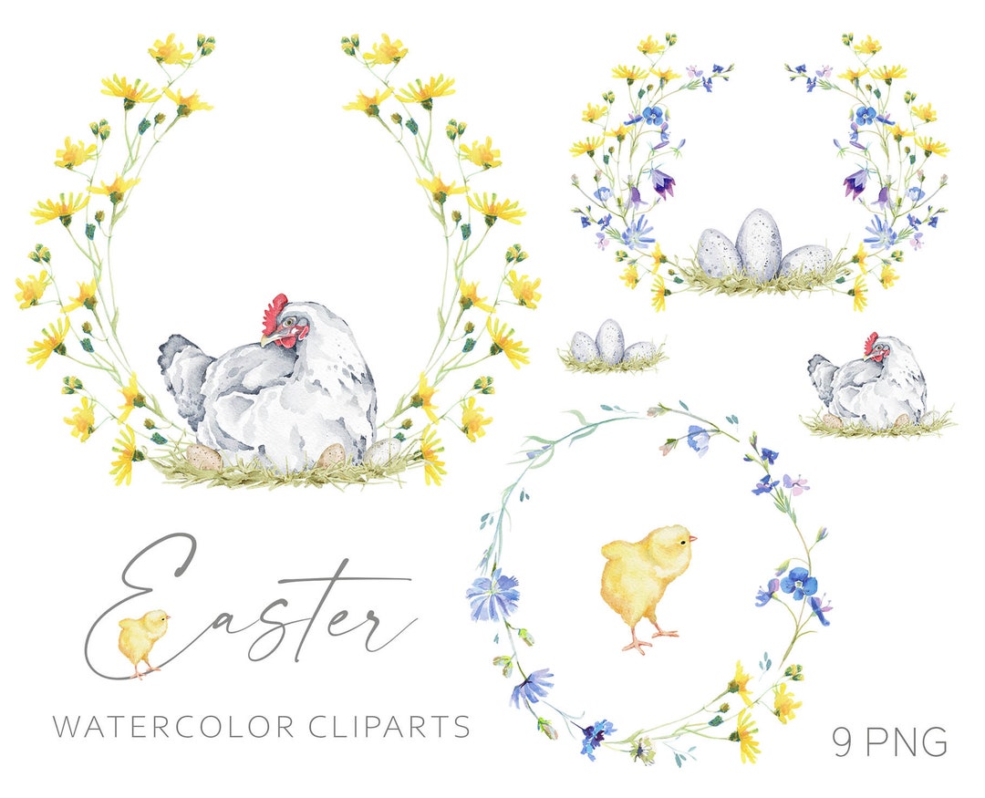 Wild Flower Wreath Clipart Easter Clip Art Watercolor Floral - Etsy