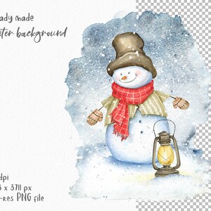 Watercolor Snowman Clipart Christmas Clipart Snowman With Red Scarf ...
