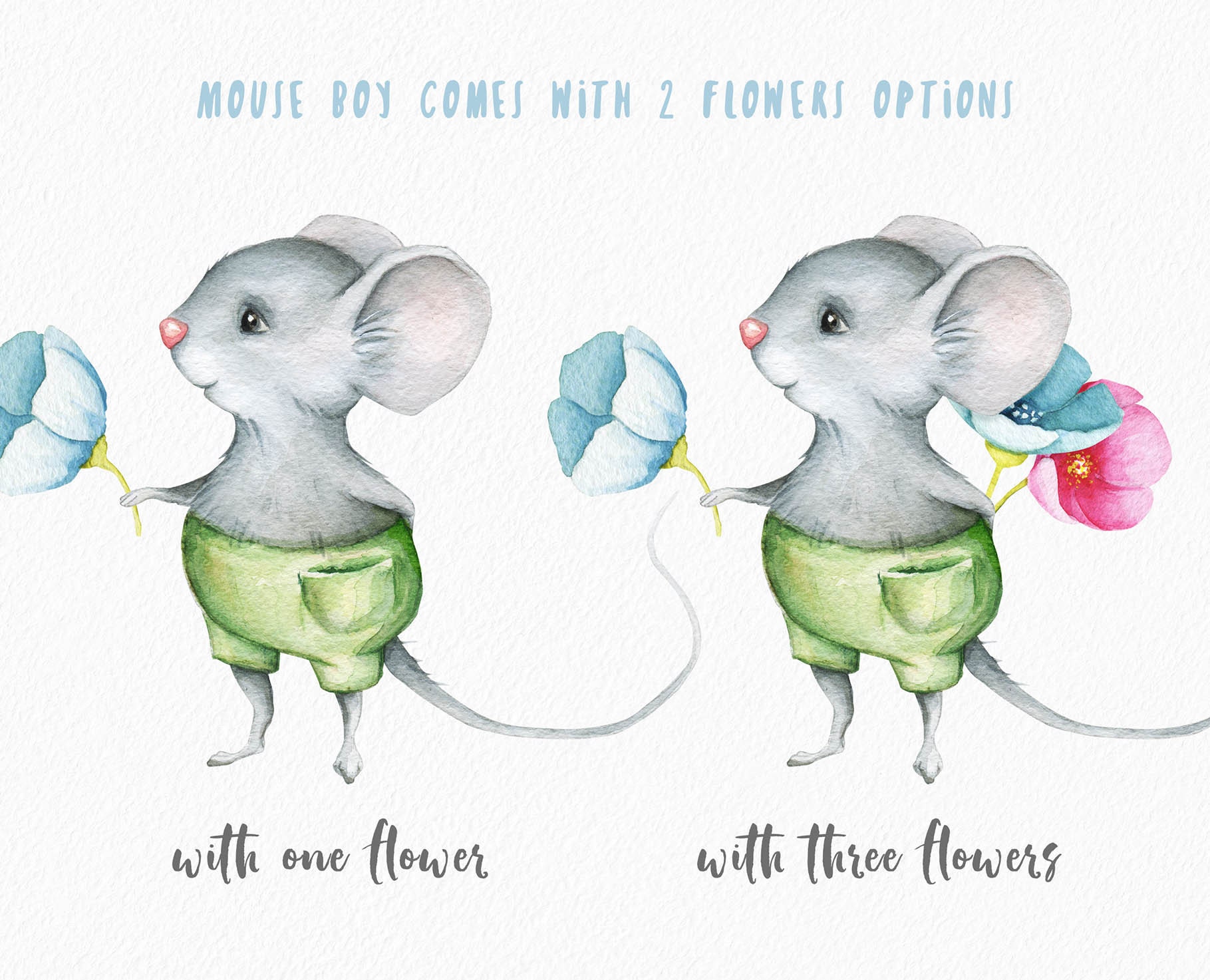 Kleine Maus Clipart Süße Tier Clipart Baby Maus Illustration Aquarell ...