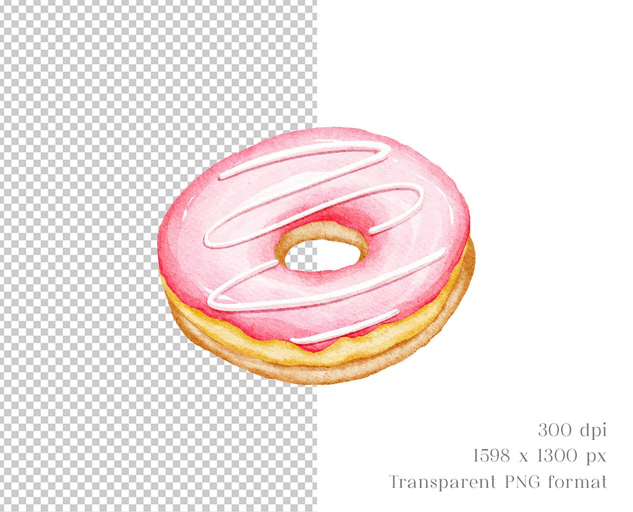 Watercolor Donuts Clipart. Sprinkle Pink, Blue, Caramel and Chocolate ...