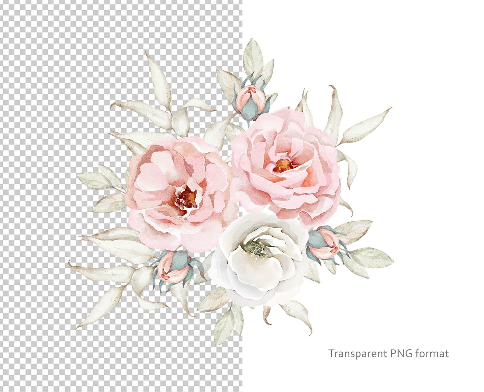 Boho Roses Clipart Watercolor Rose Bohemian Flower Floral - Etsy