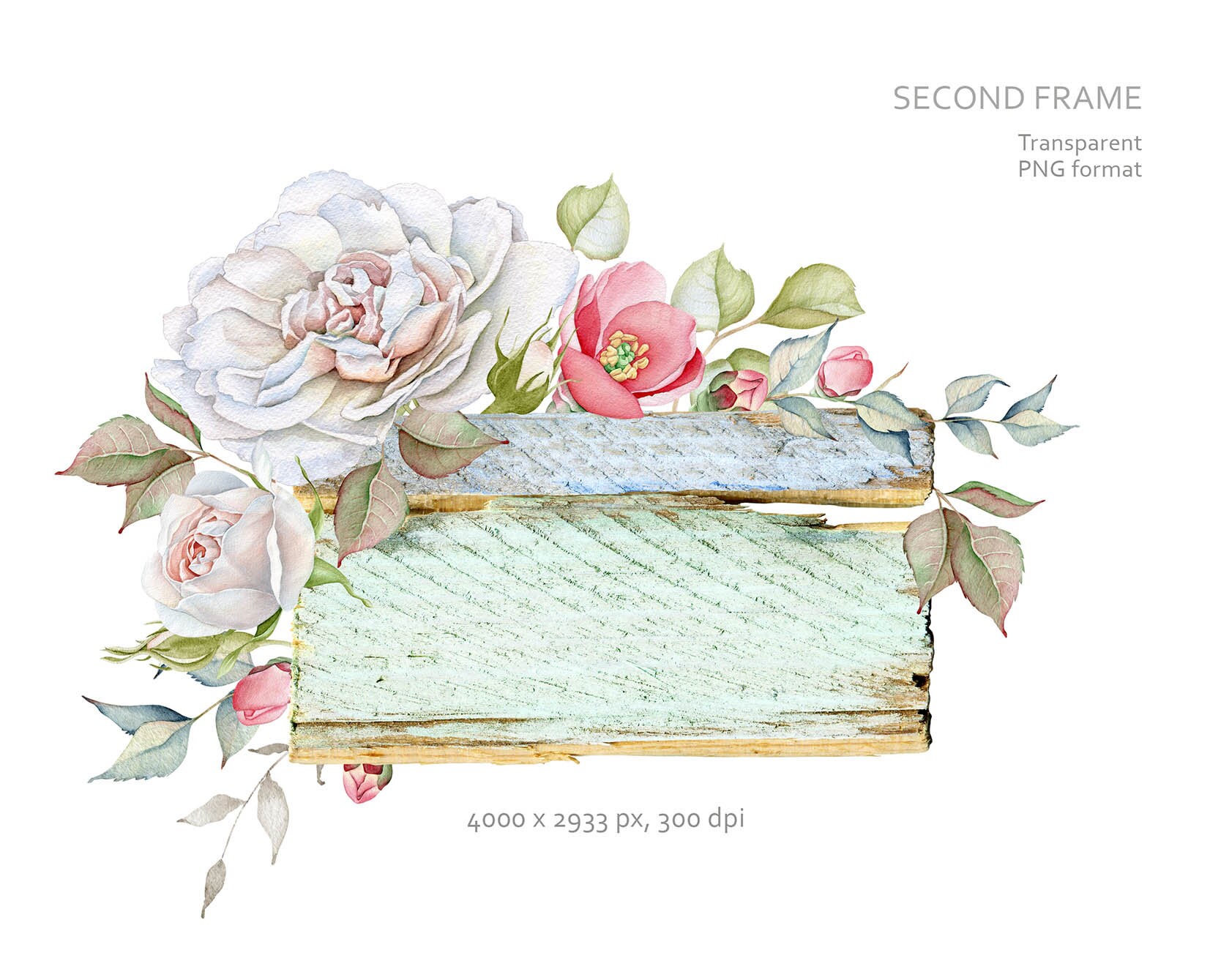 Rose Frames Clipart Watercolor Rose Flower Floral Frame Wooden Frame ...